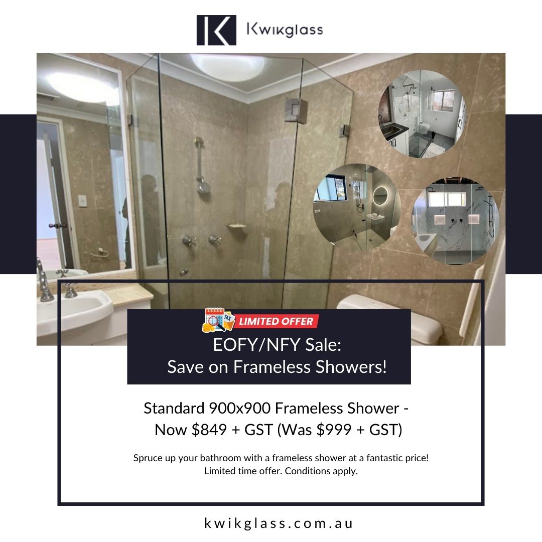 Semi-Frameless Shower Screens - Supply & Install - Kwik Glass